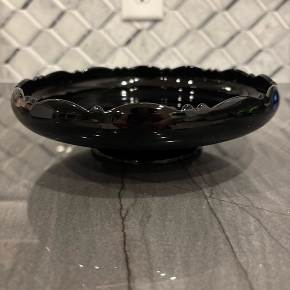 L.E. Smith | Dining | L E Smith Vintage Black Amethyst Glass Scalloped ...